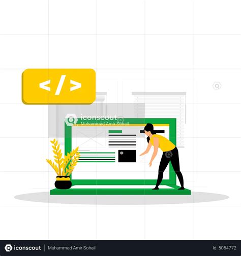 Best Female Web Developer Working With Code Illustration Download In Png And Vector Format