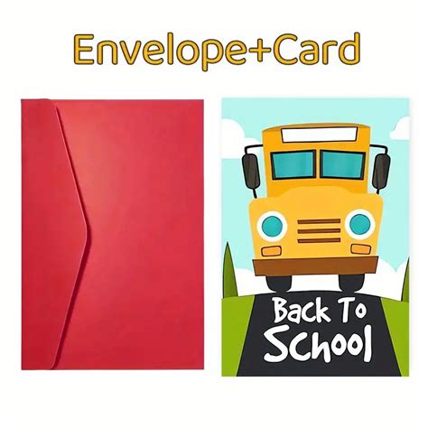 1pc 다용도 학교 버스 인사말 카드 봉투 포함 급우 학생 교사용 다재다능한 축하 등교 새 학년 및 교사 감 Temu