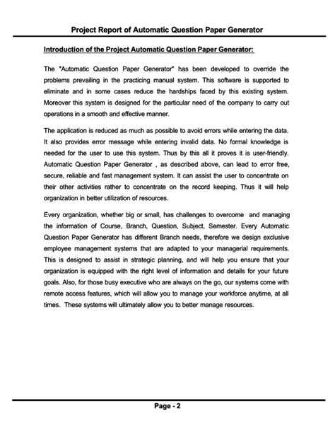Automatic Question Paper Generator Pdf Pdf