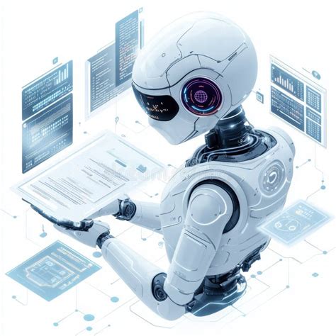 Ai Driven Fraud Prevention Innovative Robot Analyzing Data On Laptop And Tablet Showcasing