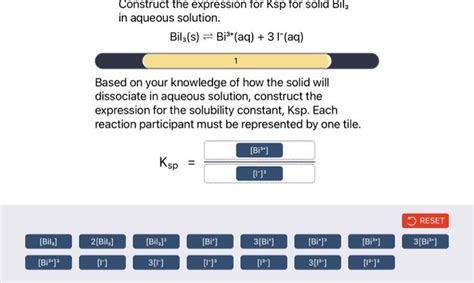 Solved Construct The Expression For Ksp For Solid Bil3 In