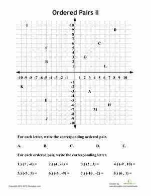 Coordinate Grid Graphing Worksheet Education Com