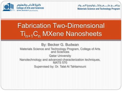 Fabrication And Characterization Of 2d Titanium Carbide Mxene