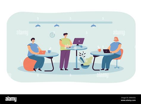 Office Employees Working At Ergonomic Workplaces Stock Vector Image And Art Alamy
