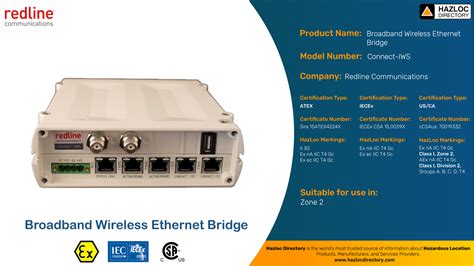 ATEX Broadband Wireless Ethernet Bridge Zone Hazardous Locations