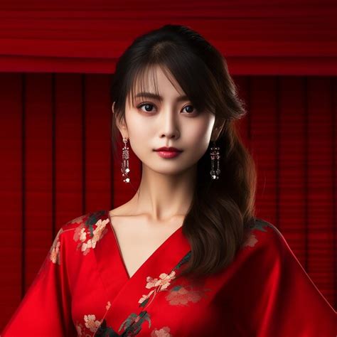 Premium Photo Pictures Of Beautiful Japanese Girls Red Background