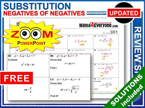Gcse Revision Substitution Into Formulae Teaching Resources