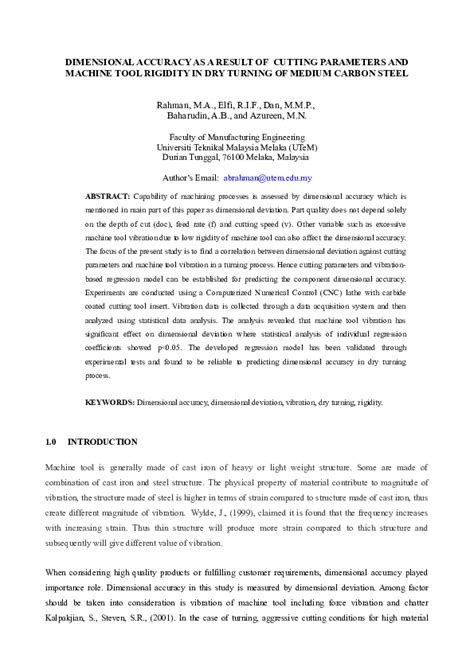 Doc Dimensional Accuracy As A Result Of Cutting Parameters And