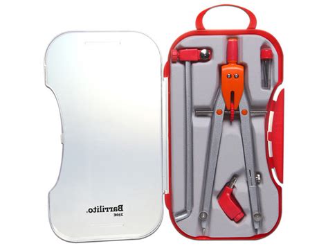 Compás De Precisión Barrilito 320e Con Accesorios Color Rojo Plateado