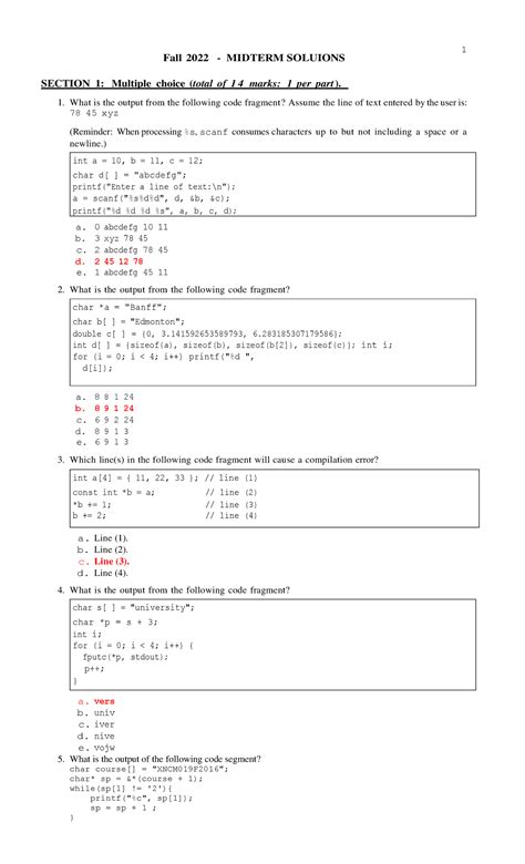 Ensf Midterm Fall Solutions Fall Midterm Soluions Section Multiple Choice