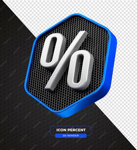 Free Psd 3d Percentage Icon On Hexagonal Background In 3d Render With
