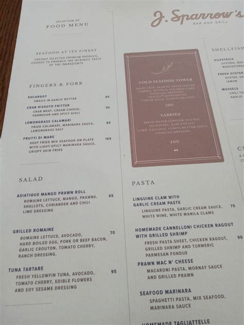 Menu At Jsparrow Bar And Grill South Jakarta