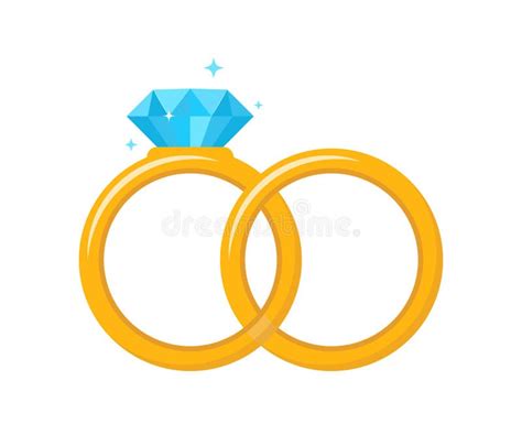 Two Interlocking Golden Wedding Rings On White Background Vector Illustration Stock Vector