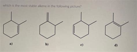 Solved Which Is The Most Stable Alkene In The Following