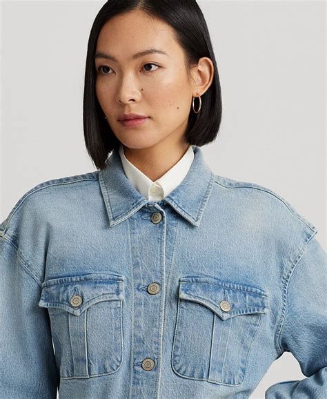 Lauren Ralph Lauren Womens Belted Denim Field Jacket Macys