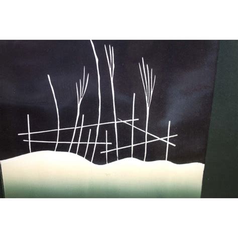 Zygmunt Czyz Surrealist Moon Over Reed Grass Signed Linocut 1830