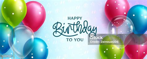 생일 축하 벡터 디자인 생일 축하합니다 당신에게 생일 축하 화려한 패턴 배경에 풍선 무리 파티 요소와 함께 출생 인사말 공란에