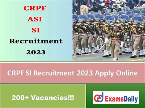 CRPF SI Recruitment Apply Online Begins More Than Group C D ASI Vacancies