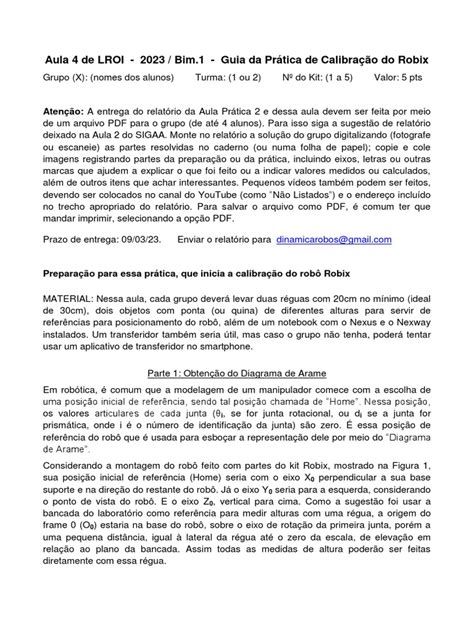 Aula 4 Guia Da Prtica De Calibrao Do Robix Pdf Robô Robótica