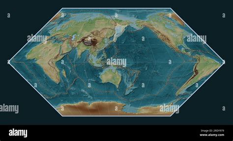 Okhotsk Tectonic Plate On The Wiki Style Elevation Map In The Eckert I Projection Centered