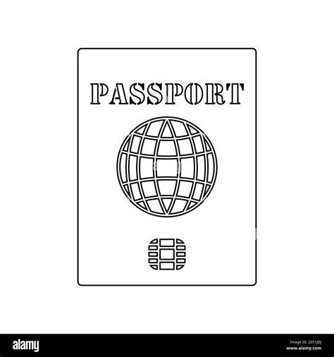 Icon Of Passport With Chip Thin Line Design Vector Illustration Stock