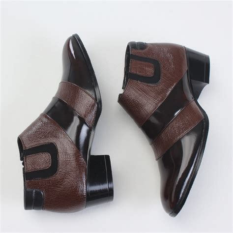 Mens Chic Two Tone High Heel Ankle Boots
