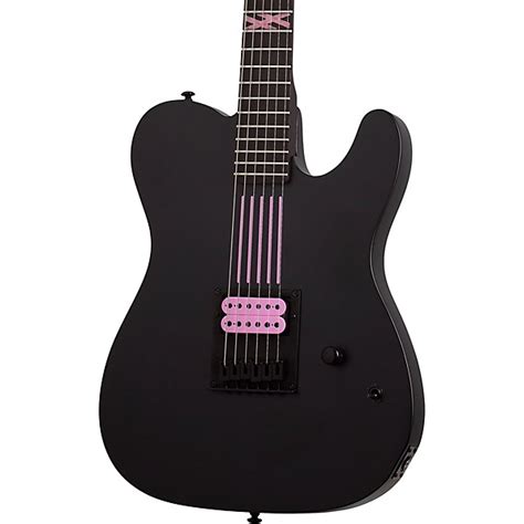 Schecter Guitar Research Machine Gun Kelly Pt With Hot Pink Line Graphics Electric Guitar Satin
