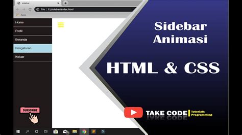 sidebar animasi html and css youtube
