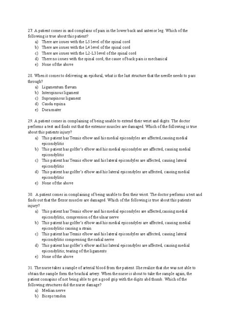 MCQs P Mcqs A Patient Comes In And Complains Of Pain In The Lower Back And Anterior Leg