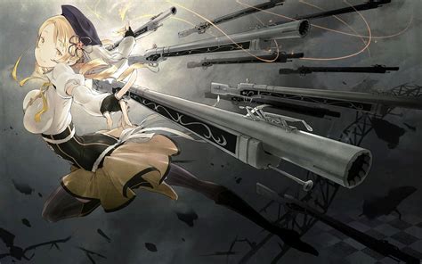 Anime Gun Anime Girls Mahou Shoujo Madoka Magica Tomoe Mami