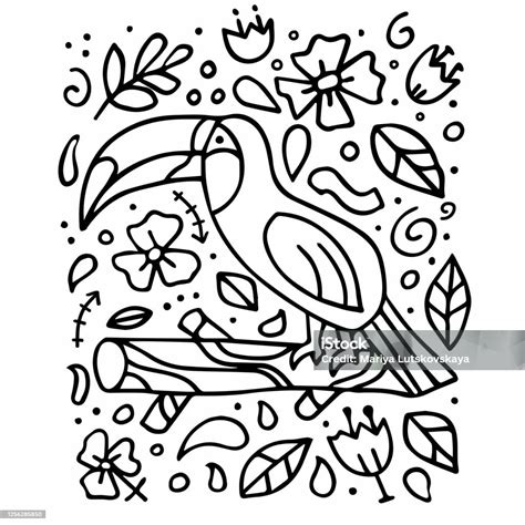 두칸 색칠 공부책 아이들을위한 귀여운 낙서 작은 새 캐릭터 티셔츠 프린트 또는 포스터 손으로 그린 윤곽 벡터 일러스트 색상 묘사에 대한 스톡 벡터 아트 및 기타 이미지