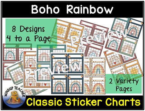 Boho Rainbow Sticker Charts Made By Teachers