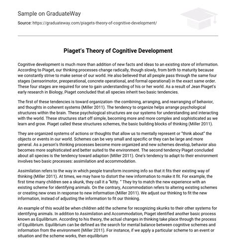 ⇉piagets Theory Of Cognitive Development Essay Example Graduateway