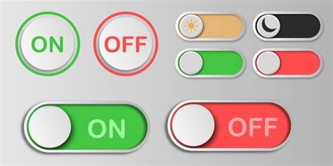 activer désactiver le bouton multicolore vecteur premium