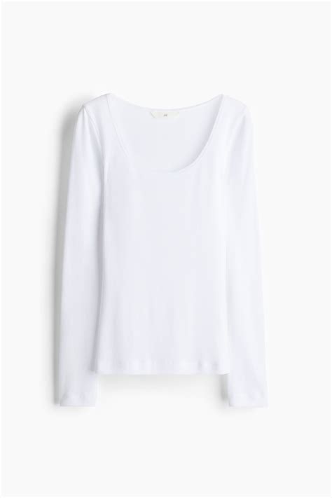 Lace Trimmed Ribbed Top White Ladies Handm Gb