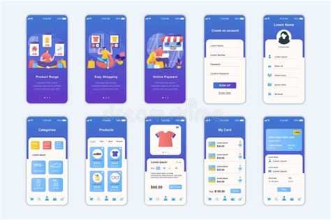 Shopping Concept Screens Set For Mobile App Template People Choose
