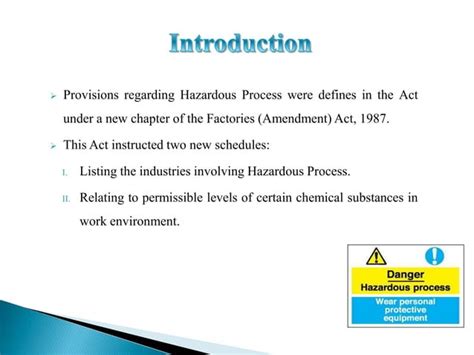 Provisions Of Hazardous Process Pptx Chemistry Science