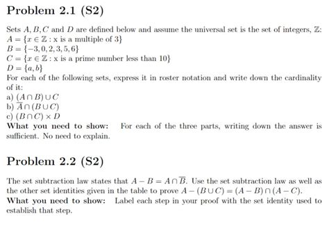 Solved Problem S Sets A B C And D Are Defined Below Chegg Com