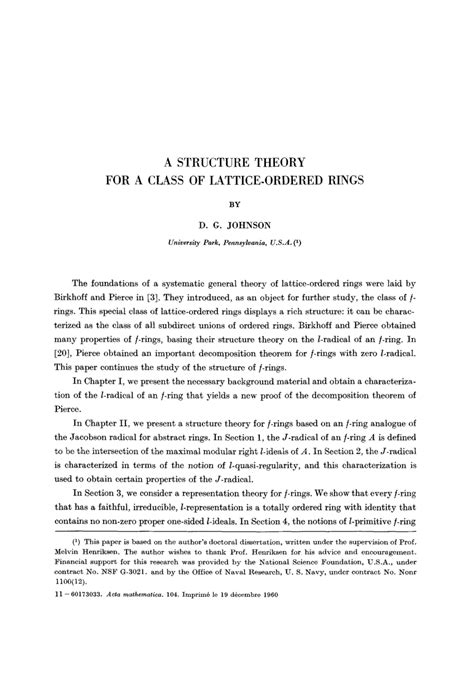 Pdf A Structure Theory For A Class Of Lattice Ordered Rings
