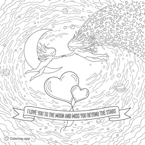Cosmic Embrace Celestial Love Coloringapp