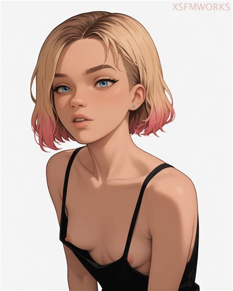 Rule 34 Ai Generated At Bare Shoulders Black Camisole Blonde Hair