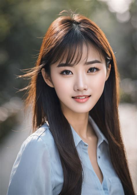 Portrait Of A Cute Chinese Female Model With Energetic And C By Bola