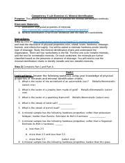 Laboratory Assignment Module 1 Mineral Identification Docx