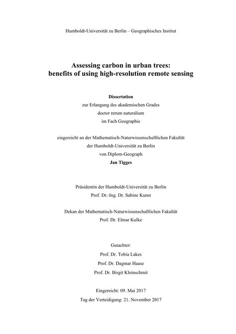Pdf Assessing Carbon In Urban Trees Benefits Of Using High