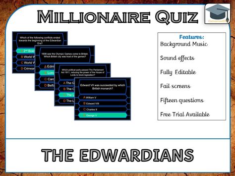 Millionaire Quiz Edwardian Edition Teaching Resources