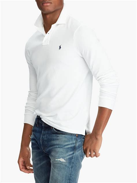 Polo Ralph Lauren Custom Slim Fit Long Sleeve Polo Shirt White