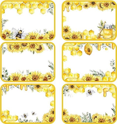 Whaline 180pcs Sunflower Bee Name Tags Stickers
