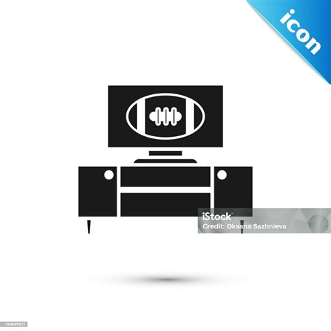 Tv 프로그램에 흑인 미식 축구와 흰색 배경에 고립 된 아이콘스탠드 벡터 일러스트레이션 Lcd에 대한 스톡 벡터 아트 및 기타