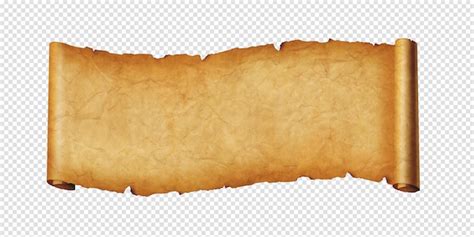 Premium Psd Old Paper Horizontal Banner Parchment Scroll Isolated On