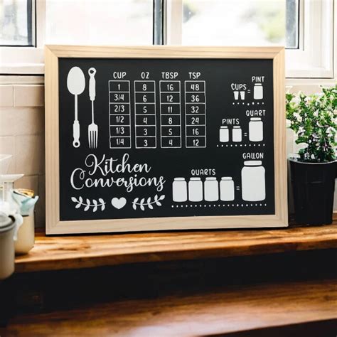 Kitchen Measurements Conversion Chart Blackboard Chart Baking Chart